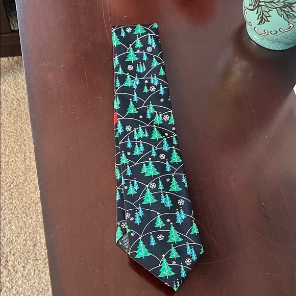 Hallmark | Accessories | Hallmark Black Tie With Green Christmas Trees ...